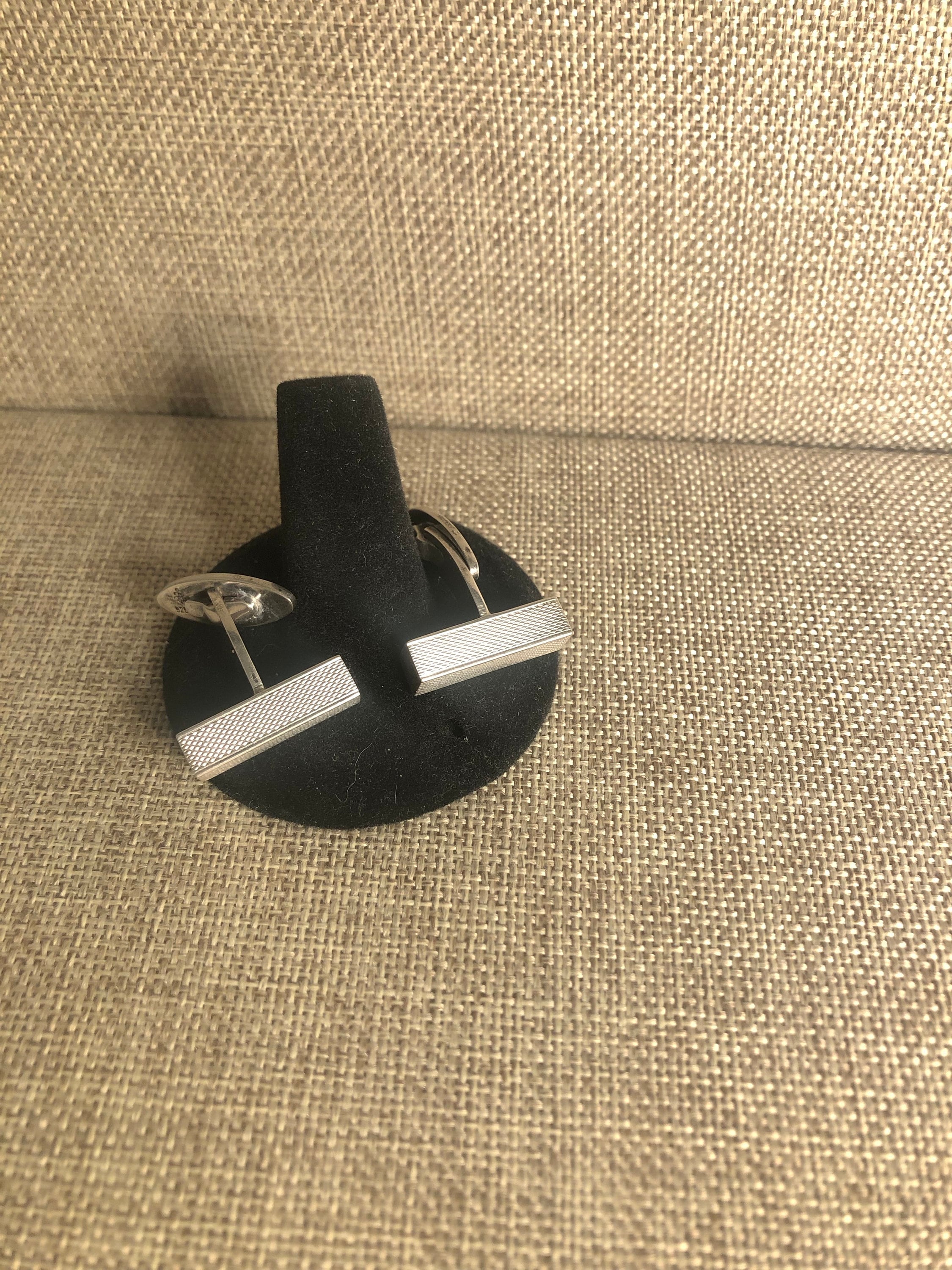 Vintage Modernist Sterling Silver Men's Bar Cufflinks