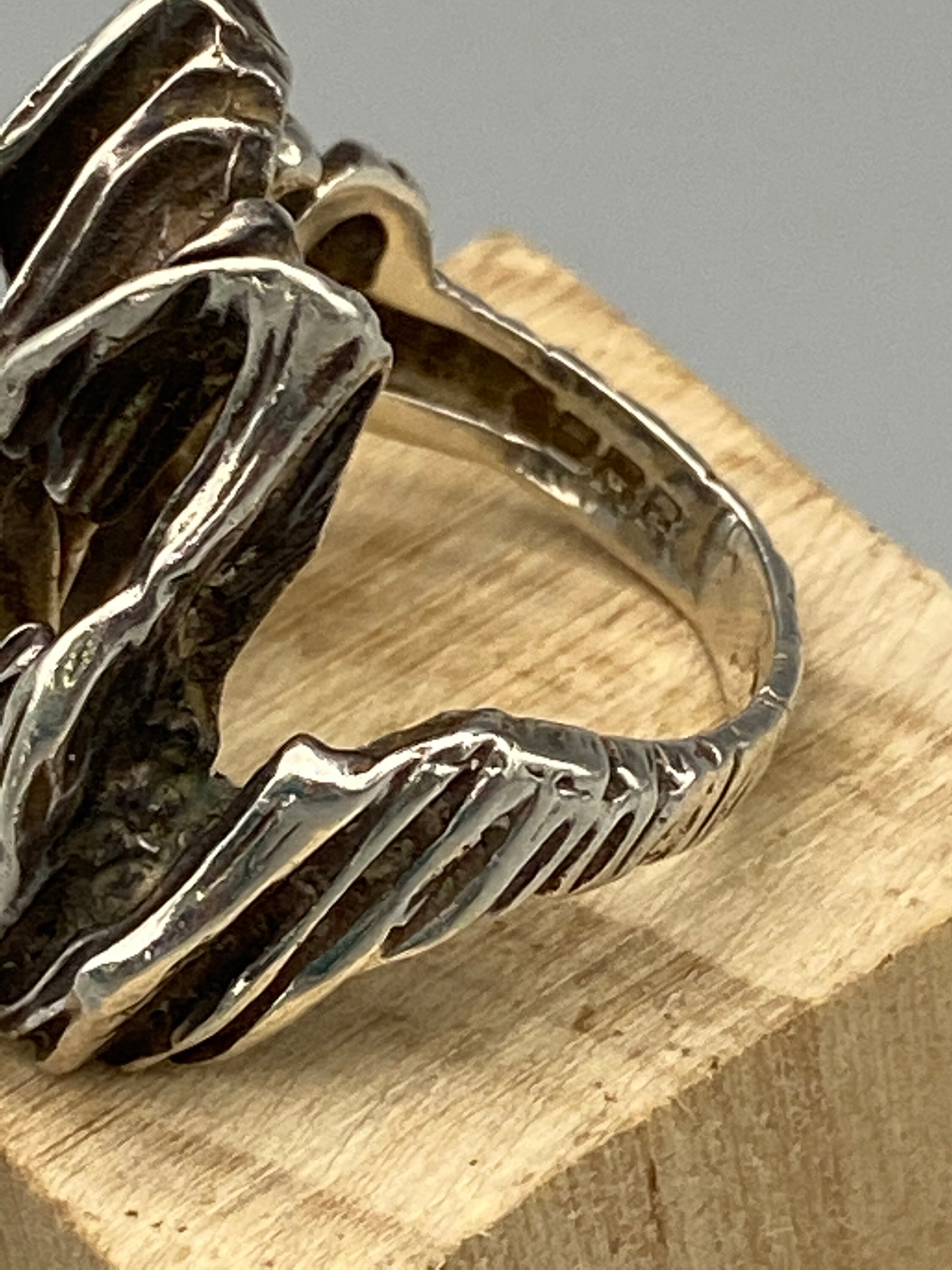 Vintage Brutalist Organic Sterling Silver Mexico Ring, Marked ORB, Size 6