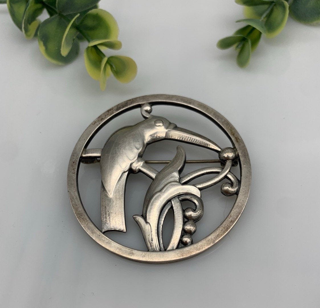 Vintage Eiler & Marloe 830S Silver Long Billed Bird Mid Century Brooch ...