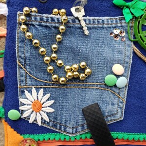 SENSORY ACTIVITY PAD Busy 15 X 11 Pocket Beads Key Slider Bags Belt ...