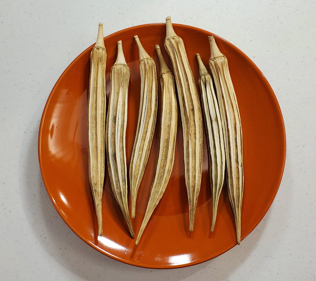 7 Natural Extra Long OKRA PODS Organic Decor Folk Art Floral ...