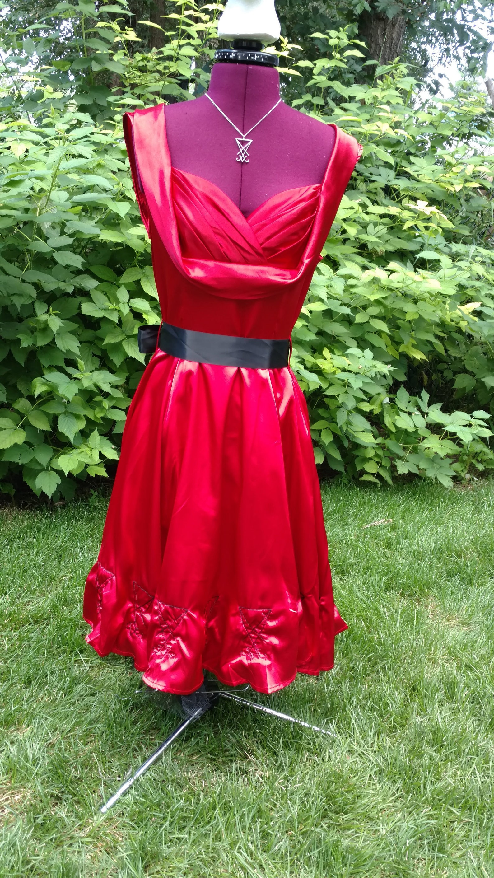 Lucifer's Sigil Dress / Red Satin H and R London dress | Etsy