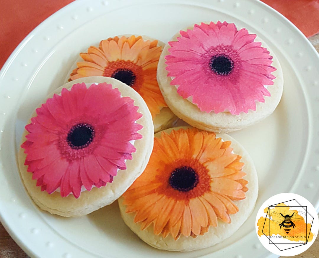 Edible Gerbera Daisy Cake, Cupcake & Cookie Toppers, Wafer Paper or ...