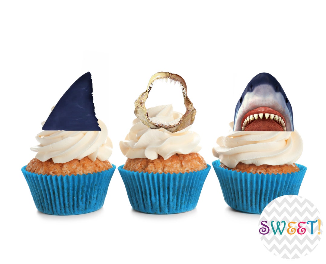 Edible Shark Cupcake Toppers - Etsy