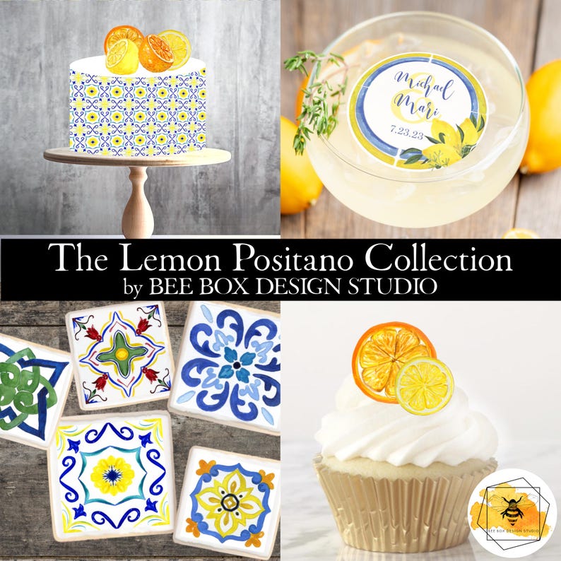 Edible Lemon Positano Personalized Drink Toppers - Etsy