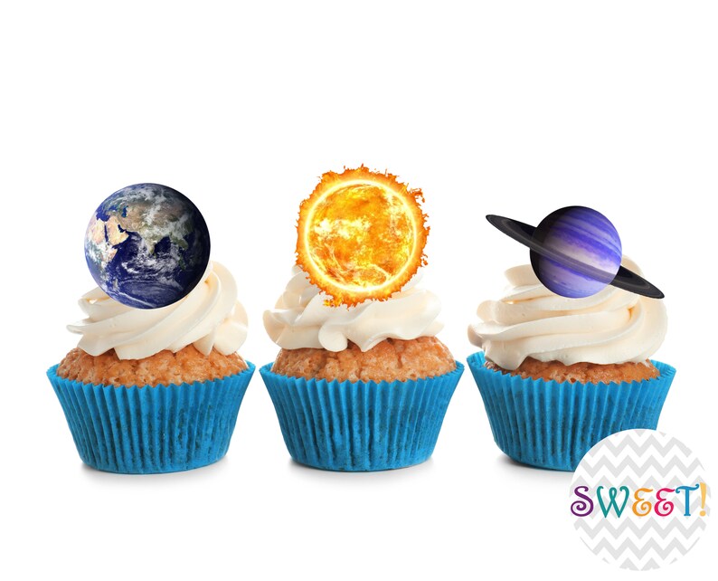 Edible Solar System Planet Cupcake Toppers - Etsy