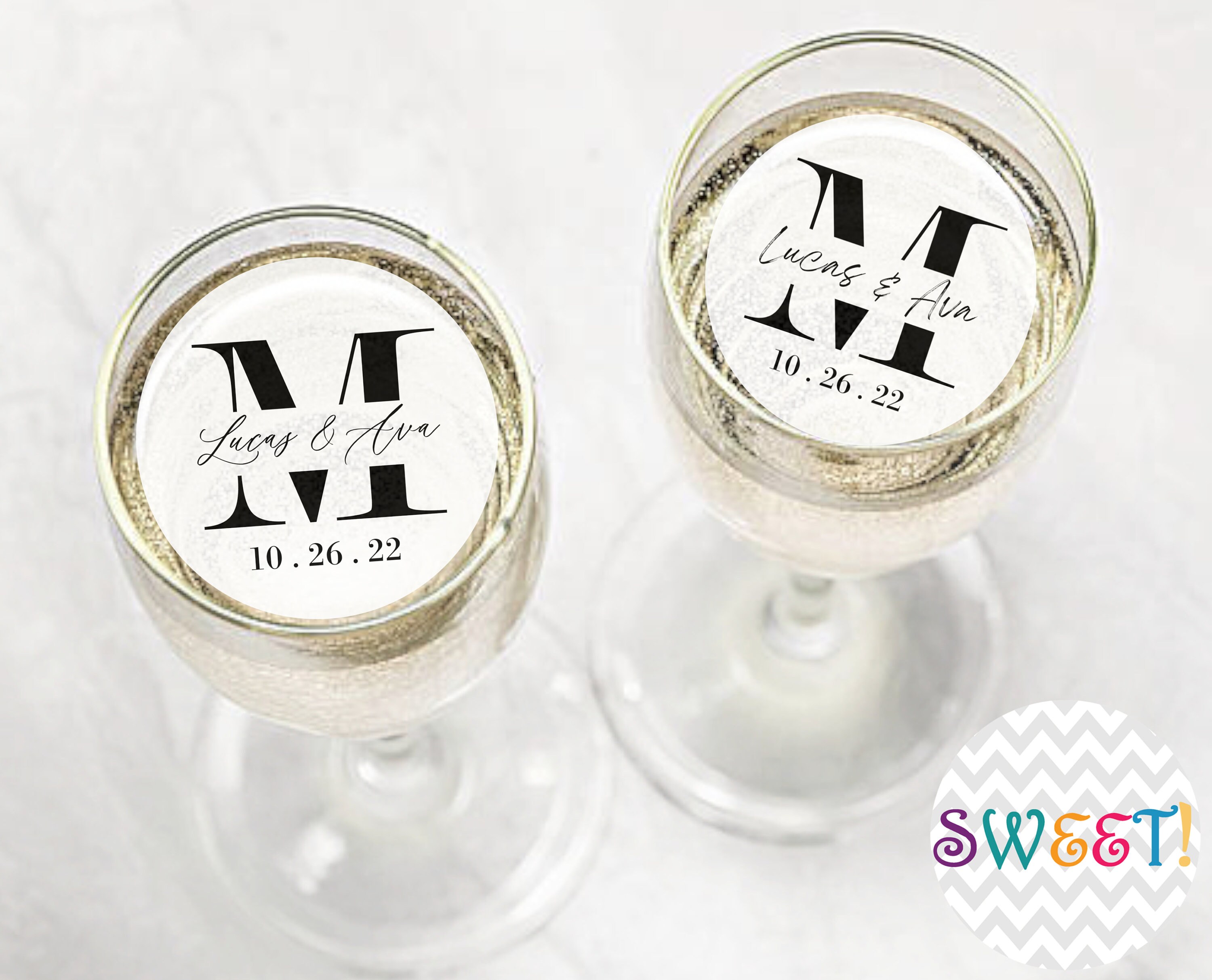 Edible Modern Monogram With Names Drink Toppers - Etsy