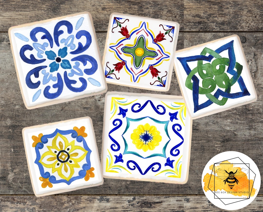 Edible Italian Tile Cookie Cupcake Cake Toppers Lemon Positano ...