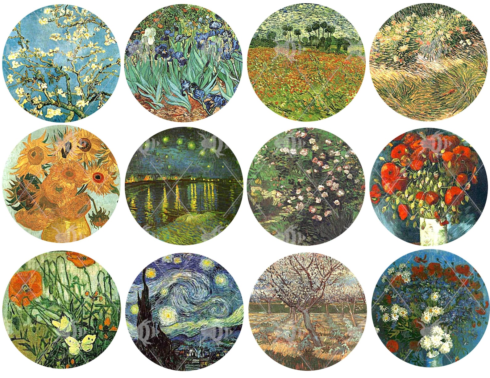 Van Gogh Painting Edible Cookie Cupcake Oreo Toppers, Wafer Paper or ...