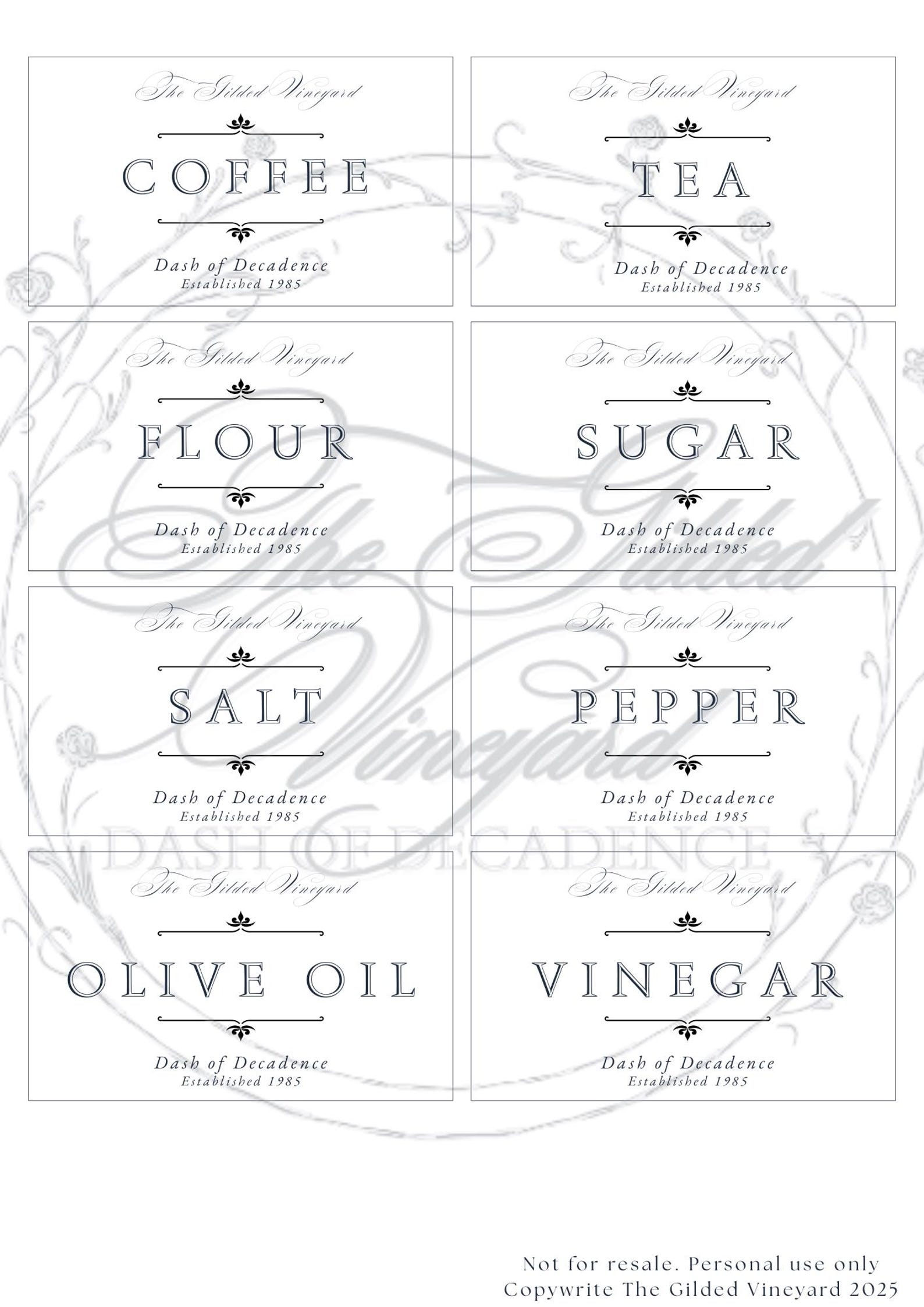Debutante Debut - Editable Elegant Labels for Your Basic Kitchen and ...
