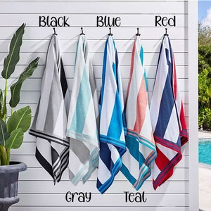 Oversized Cabana Striped Personalized Beach Towels Embroidered Pool ...