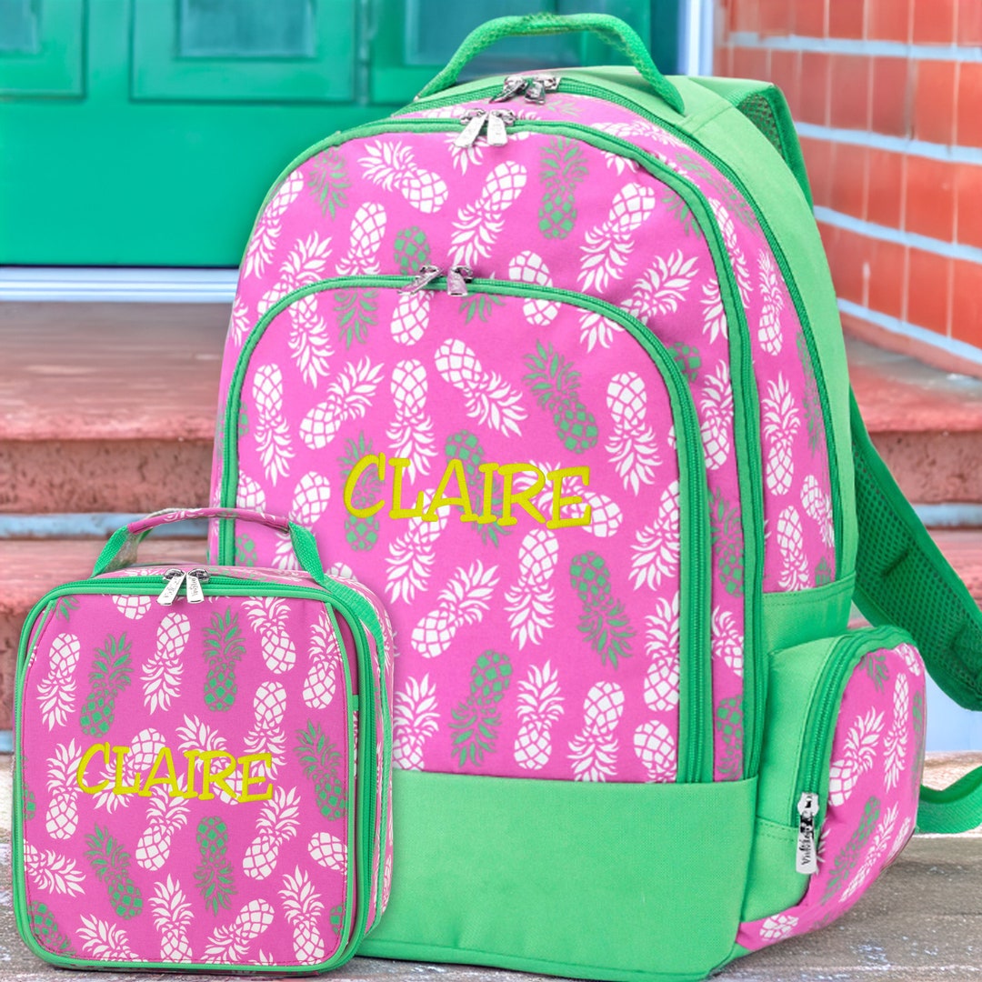 Pink & Green Pineapple Backpack, Personalized Kids Backpack ...