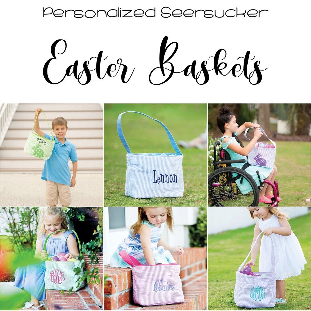 Personalized Easter Basket, Monogram Easter Bucket, Monogram Easter Baskets, Monogram Easter Bag ...
