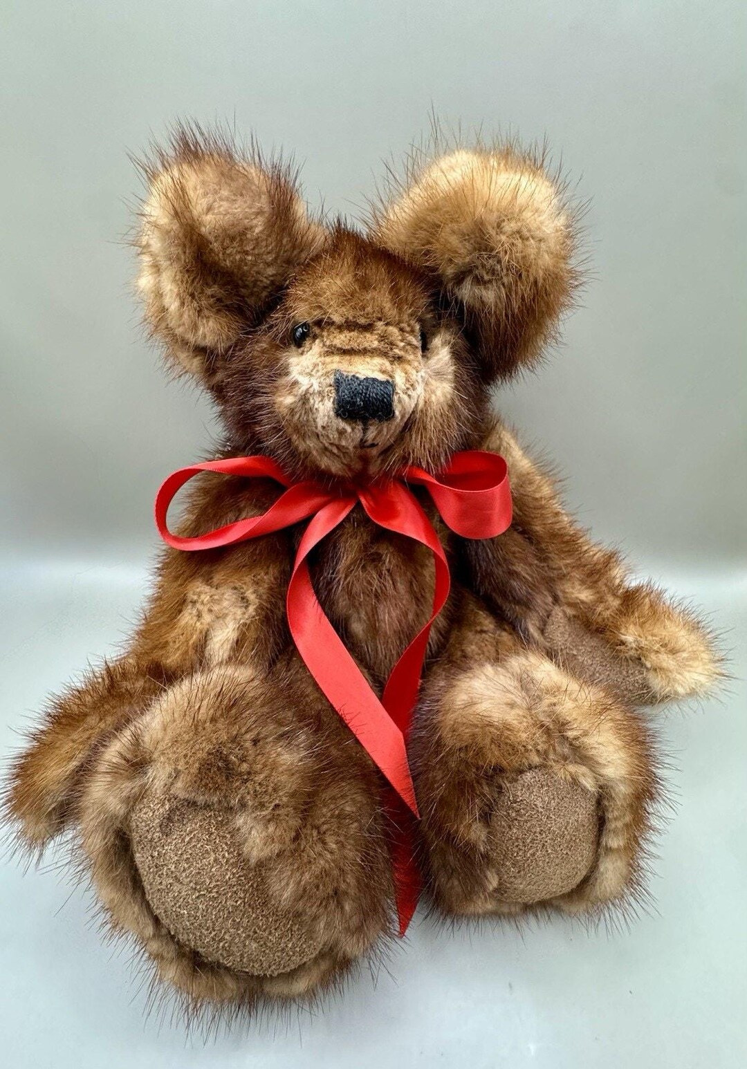 Cooper Bears Real Mink Fur Teddy Bear 20” Jointed Hand-blown Glass Eyes ...