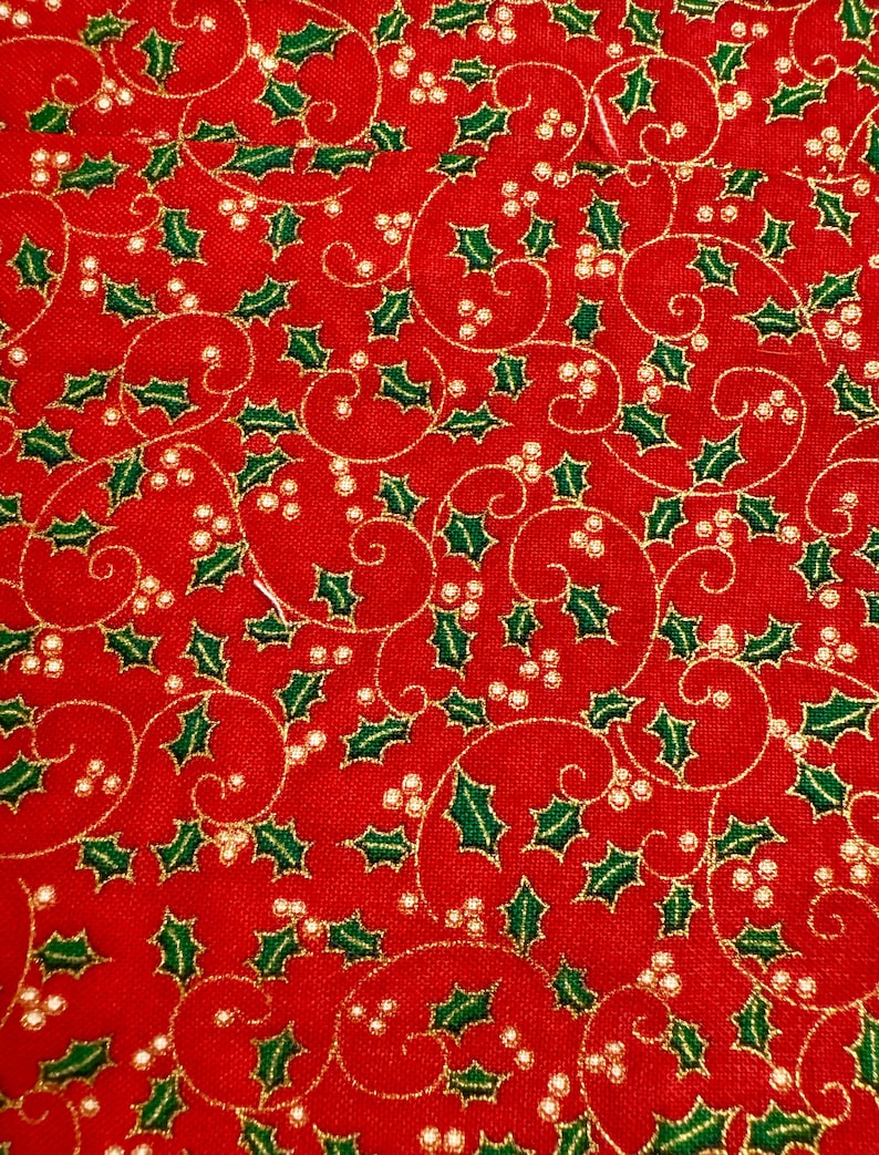 Holly Scroll Christmas Fabric~ Makower UK ~ 100% Cotton Yardage - Etsy