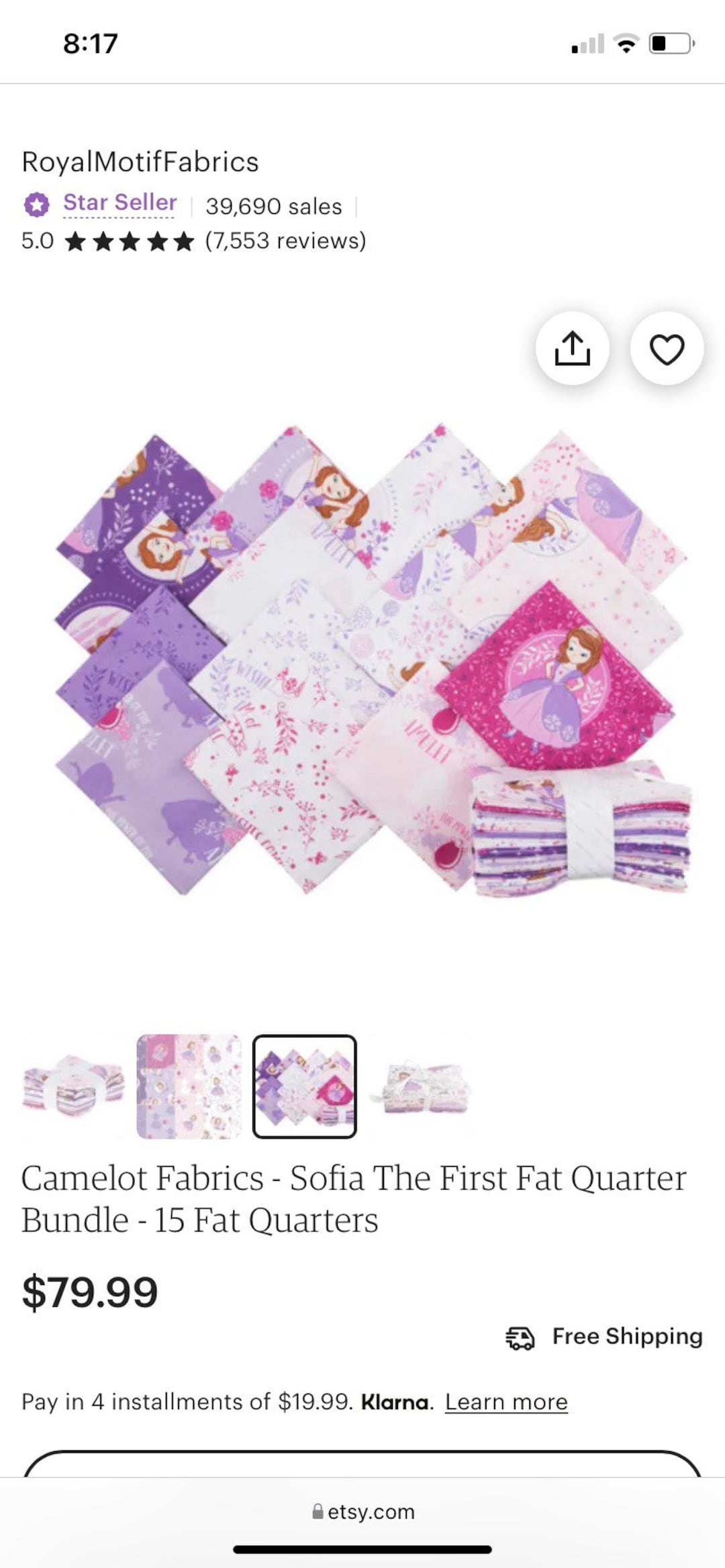 Sofia the First Fabric Fat Quarter Bundle - 15 Fat Quarters~ Camelot Fabrics - Etsy