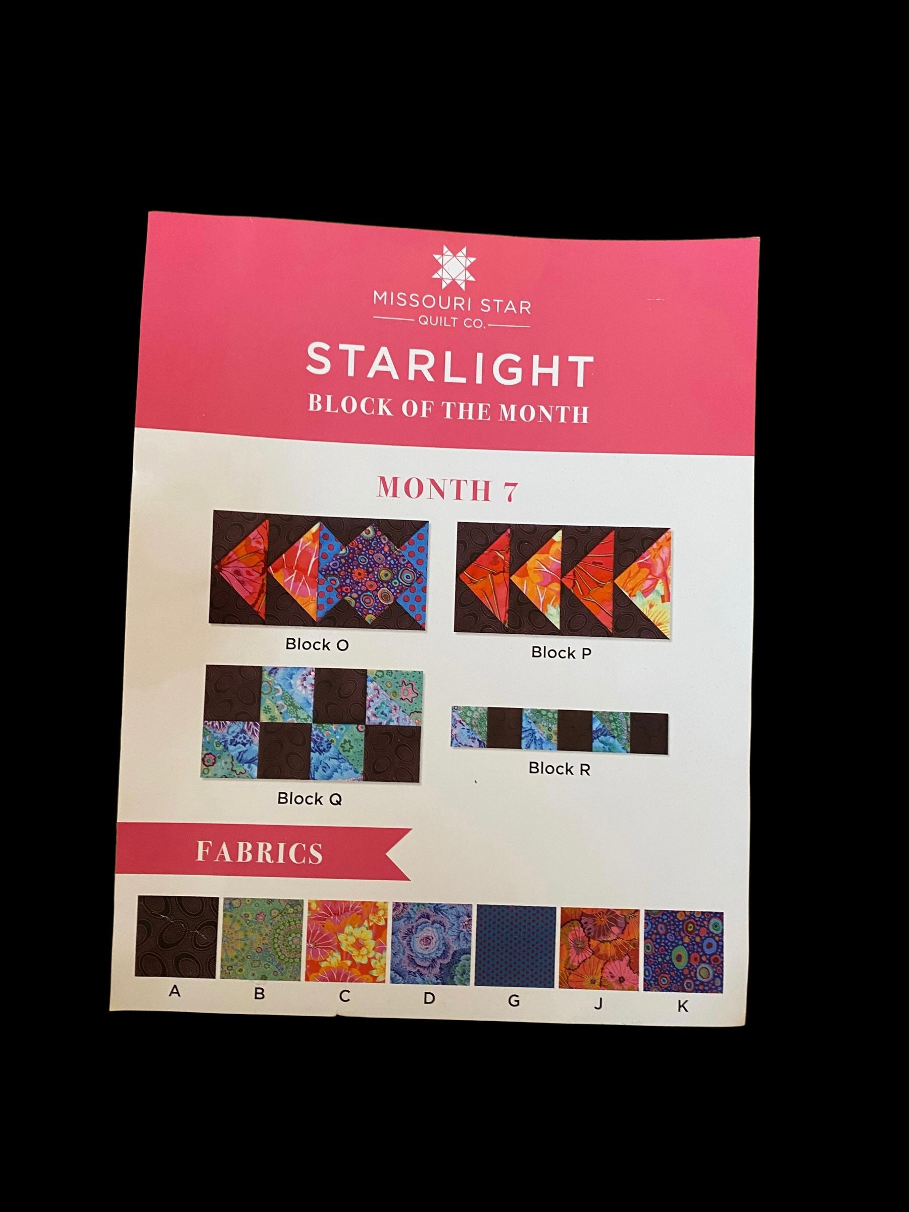 Starlight Block of the Month #7- Missouri Star Quilt Co. - Kaffe Fassett - Etsy