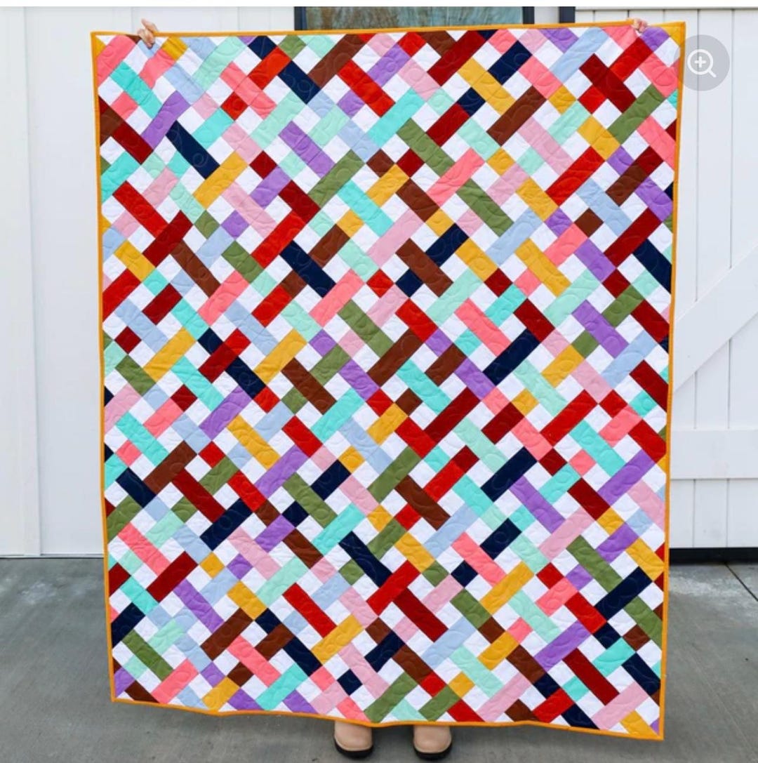 Colorful Cascade Herringbone Quilt Kit - 56" X 68" - Includes Fabric ...