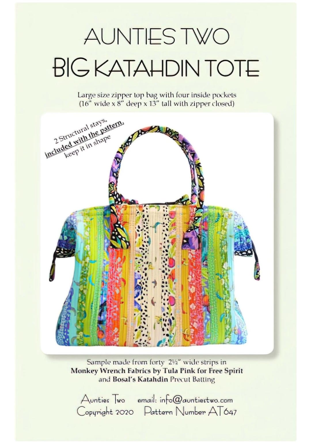 Big Katahdin Tote Pattern by Aunties Two~ Includes 2 Stays - Etsy