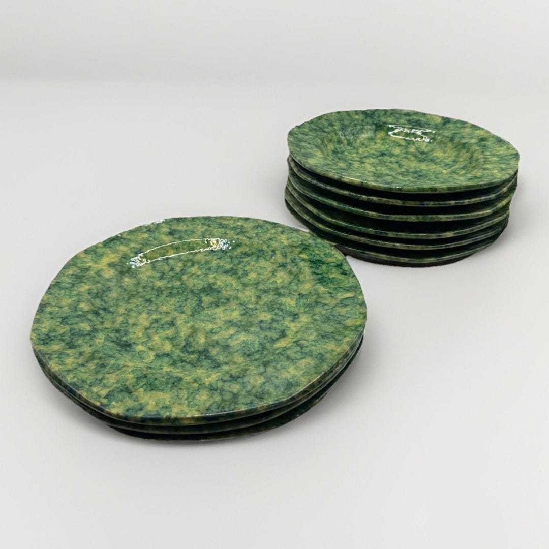 Italian Majolica Set 9-pc Spongeware Redware Plates & Bowls—cantagalli ...