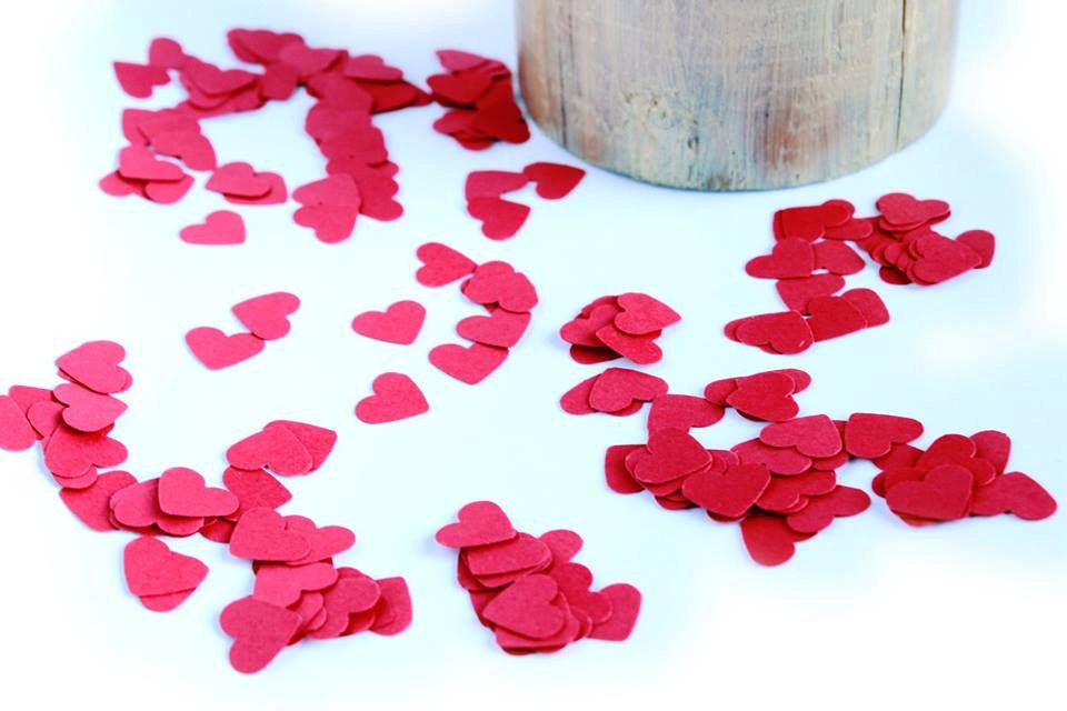 Red Paper Hearts Confetti Wedding Heart Confetti Love - Etsy