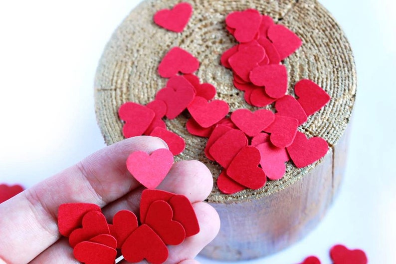 Red Paper Hearts Confetti Wedding Heart Confetti Love - Etsy