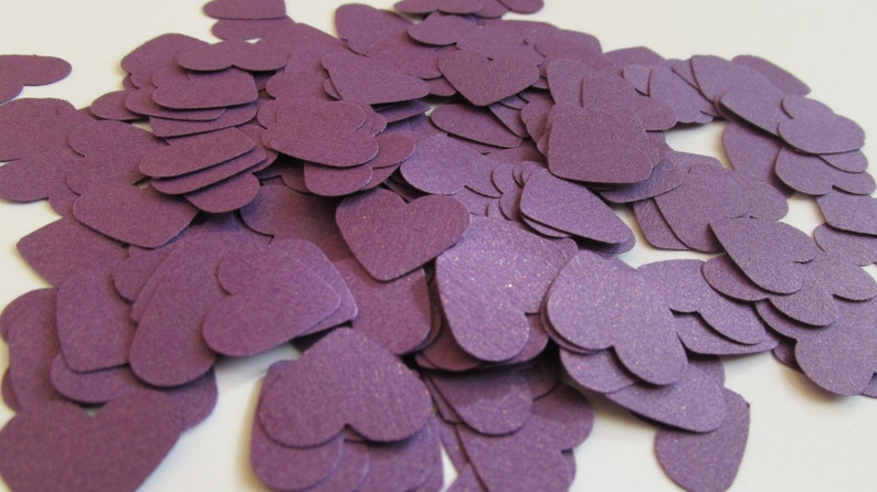 Shimmer Purple Hearts Confetti Paper Heart Confetti Violet | Etsy