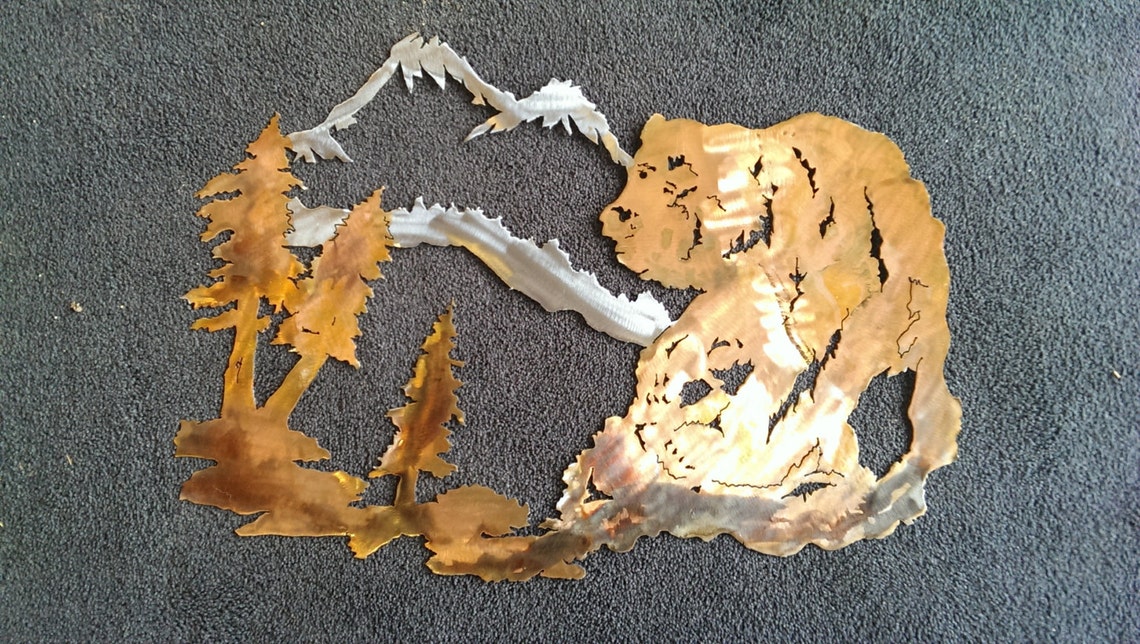 Metal Wall Art Bear - Etsy