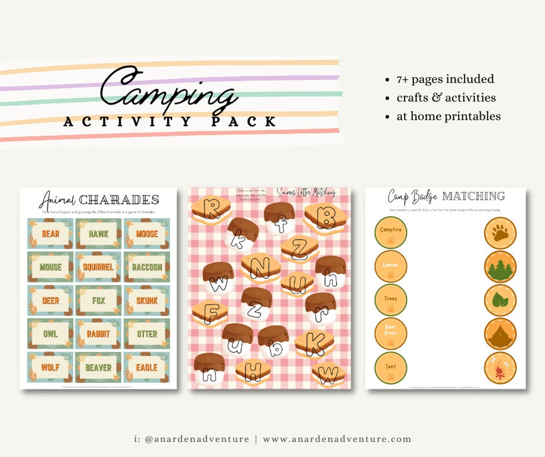 Camping Activity Pack • Summer Camp Activity • Outdoor Nature ...