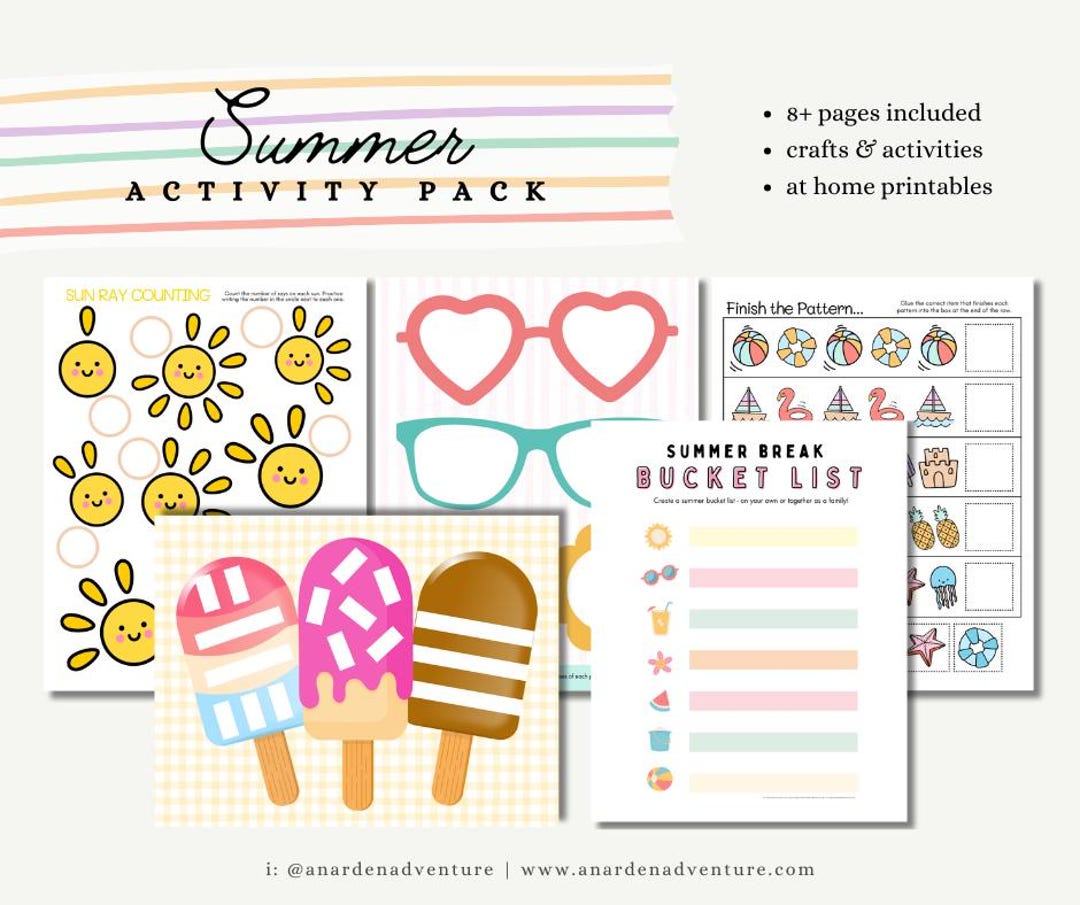 Summer Activity Pack • Summertime Learning Unit • Crafts for Kids ...