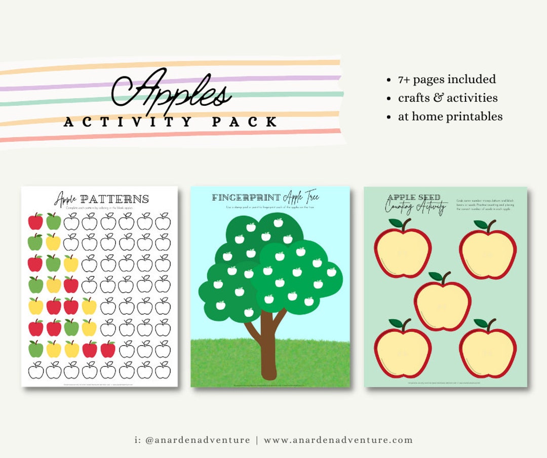 Apple Activity Pack Apple Learning Set Printable Activity Pack Digital ...