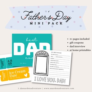 Father's Day Printable Kit • Father's Day Card • Father's Day Craft for ...