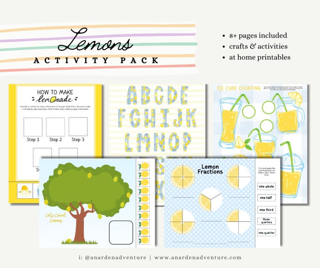 Lemon Activity Pack • All About Lemons Learning Activity • Lemonade ...