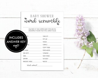 Baby Shower Word Scramble Game - Etsy