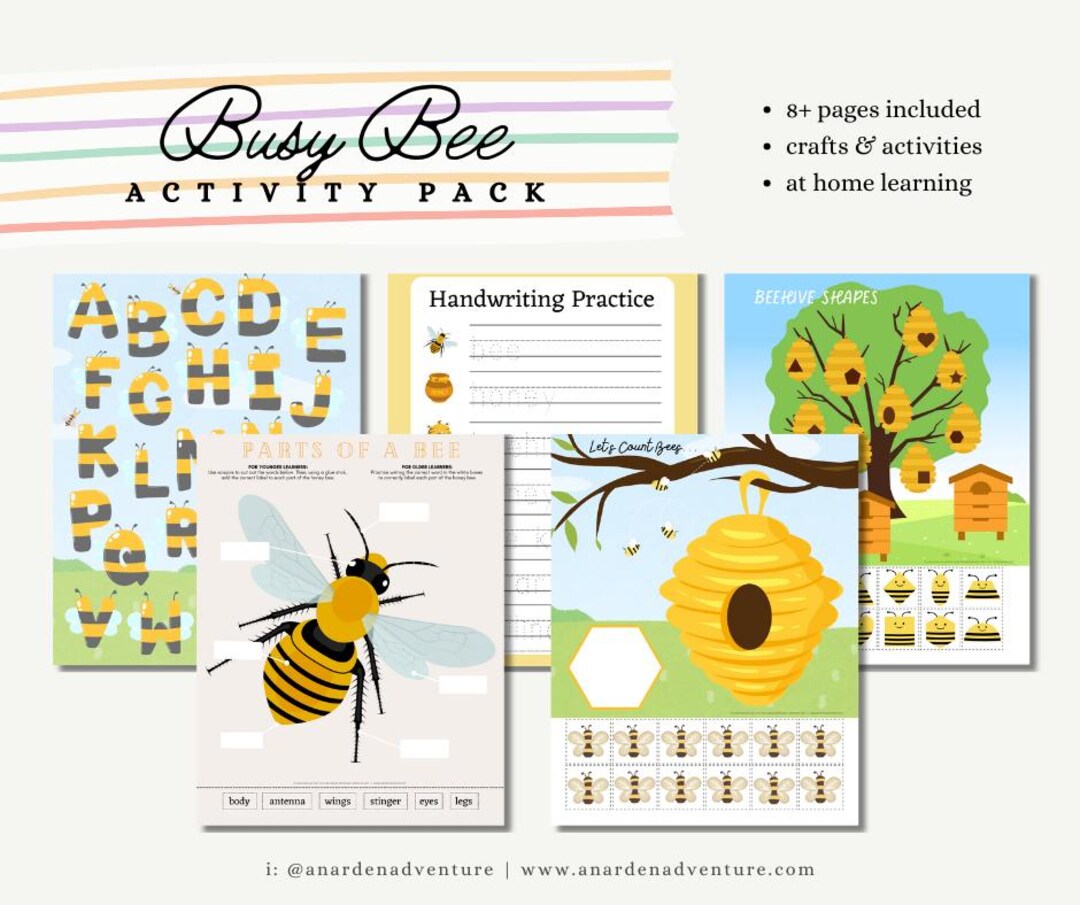 Bee Activity Pack: Kids Homeschool Learning (digital Download) - Etsy