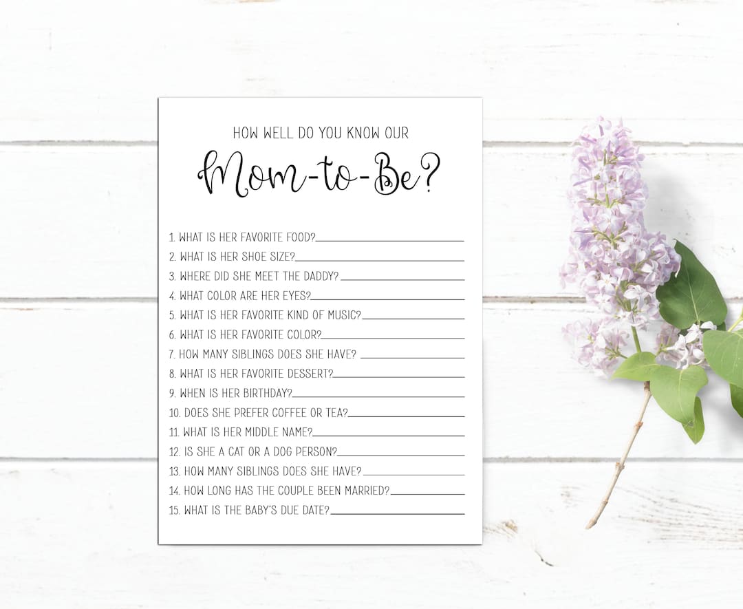 How Well Do You Know the Mom-to-be Game - Printable Baby Shower Game ...