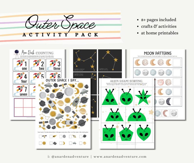 Outer Space Activity Pack: Homeschool Printable (ages 2-6) (digital ...