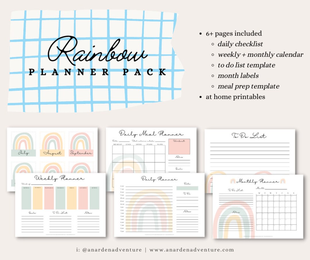 Rainbow Planner Pack Daily Weekly Monthly Planner Monthly - Etsy