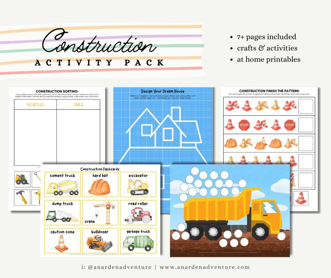 Construction Activity Pack: Homeschool Printable (digital Download) - Etsy