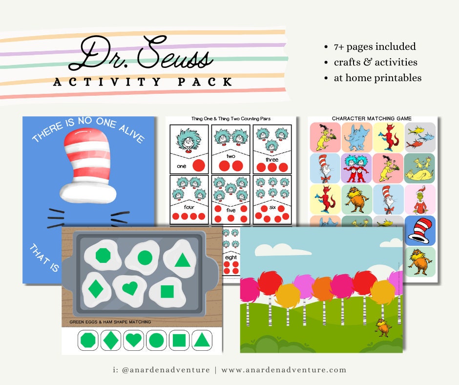 Seuss Activity Pack • Seuss Books and Activities for Kids • Reading ...