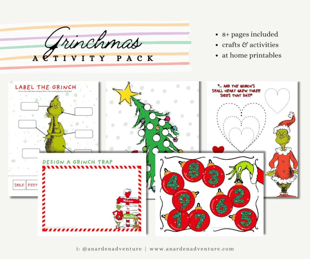 Grinchmas Activity Pack • Homeschool Printable Crafts (digital Download ...