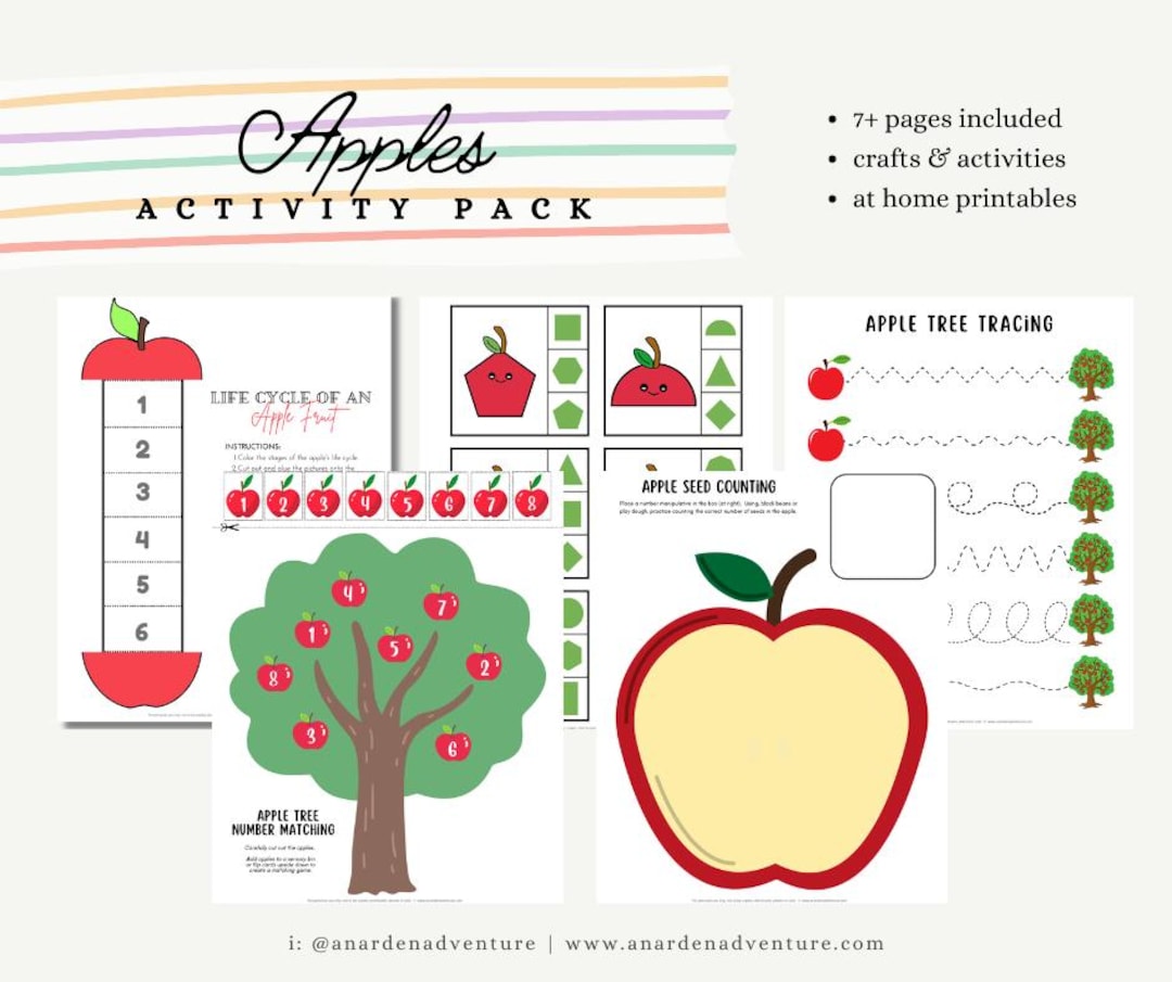 Apple Activity Pack • Apple Learning Set • Printable Activity Pack ...
