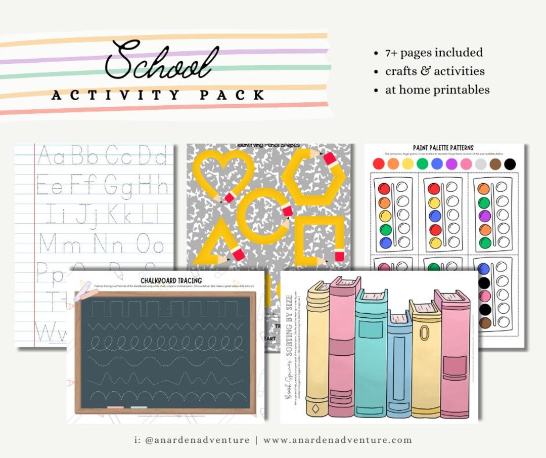School Activity Pack • Back to School • Classroom Worksheets • School ...