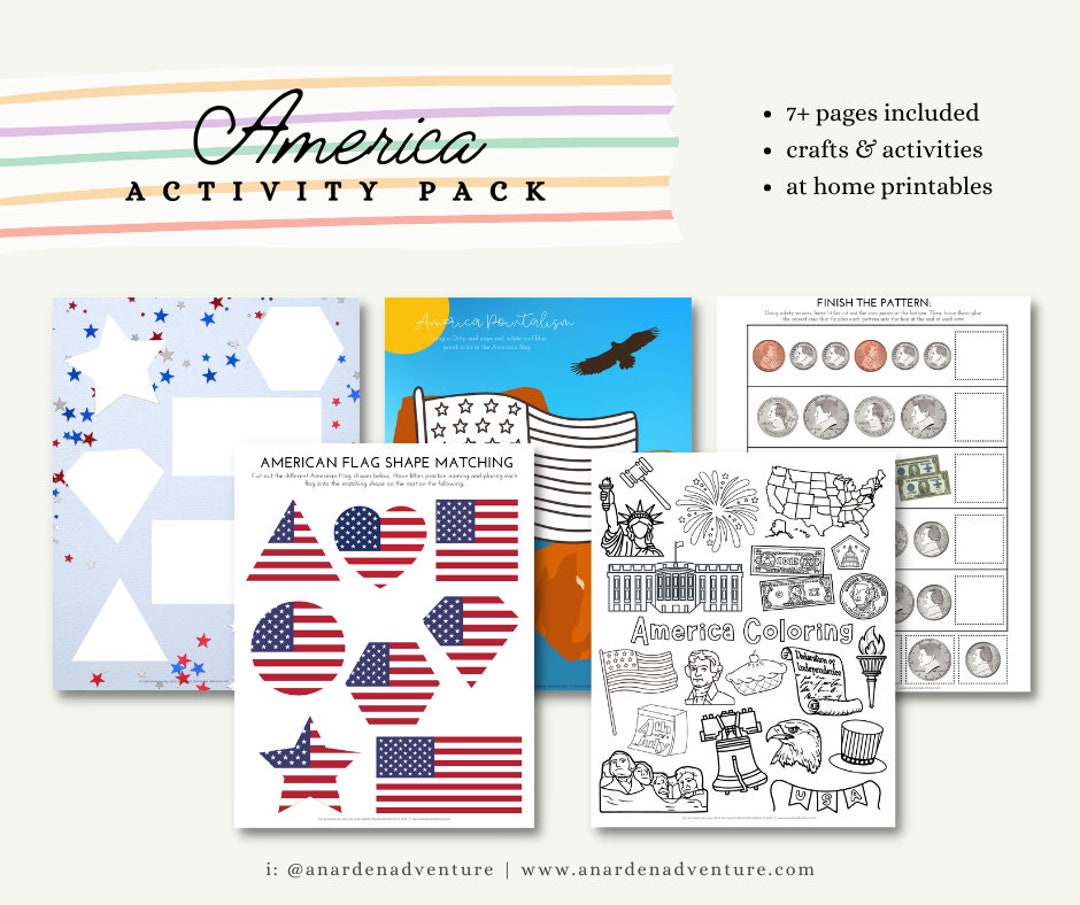 America Activity Pack: Flag Craft, Money Matching (digital Download) - Etsy