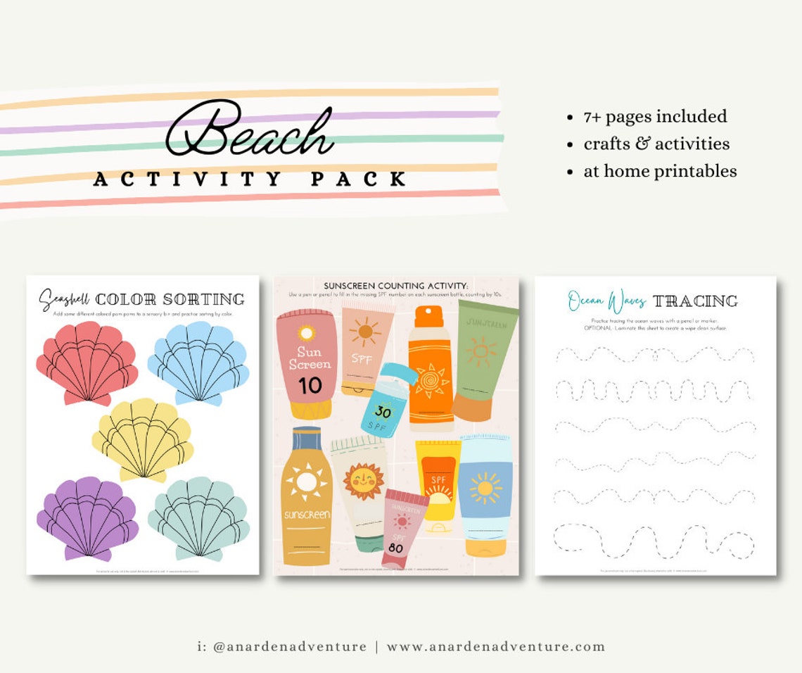 Beach Activity Pack Beach Activities Summer Printables Summer Learning ...