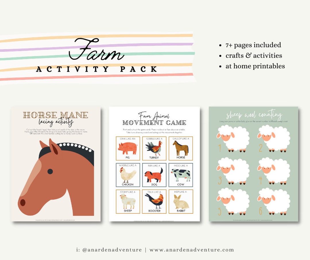 Farm Activity Pack • Farm Animals Learning Set • Animal Activity Pack ...