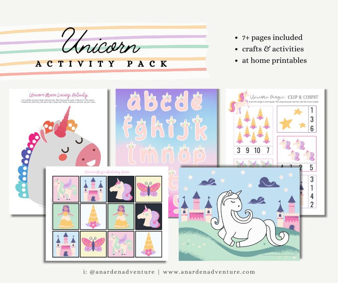 Unicorn Activity Pack: Learning Games & Craft (digital Download) - Etsy