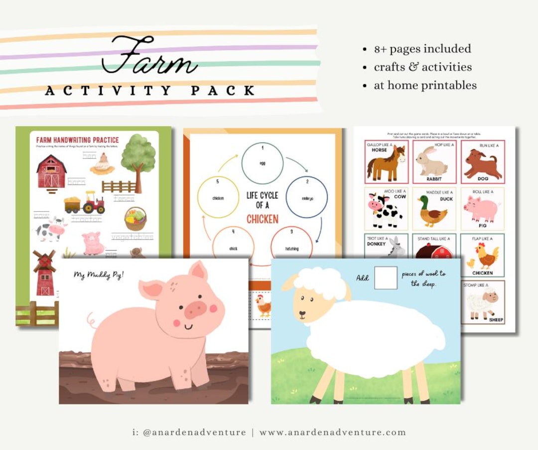 Farm Activity Pack • Farm Animals Learning Set • on the Farm School ...