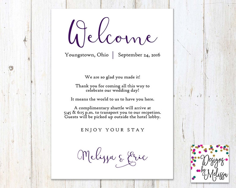 Hotel Welcome Card Wedding Welcome Wedding Guest Card | Etsy