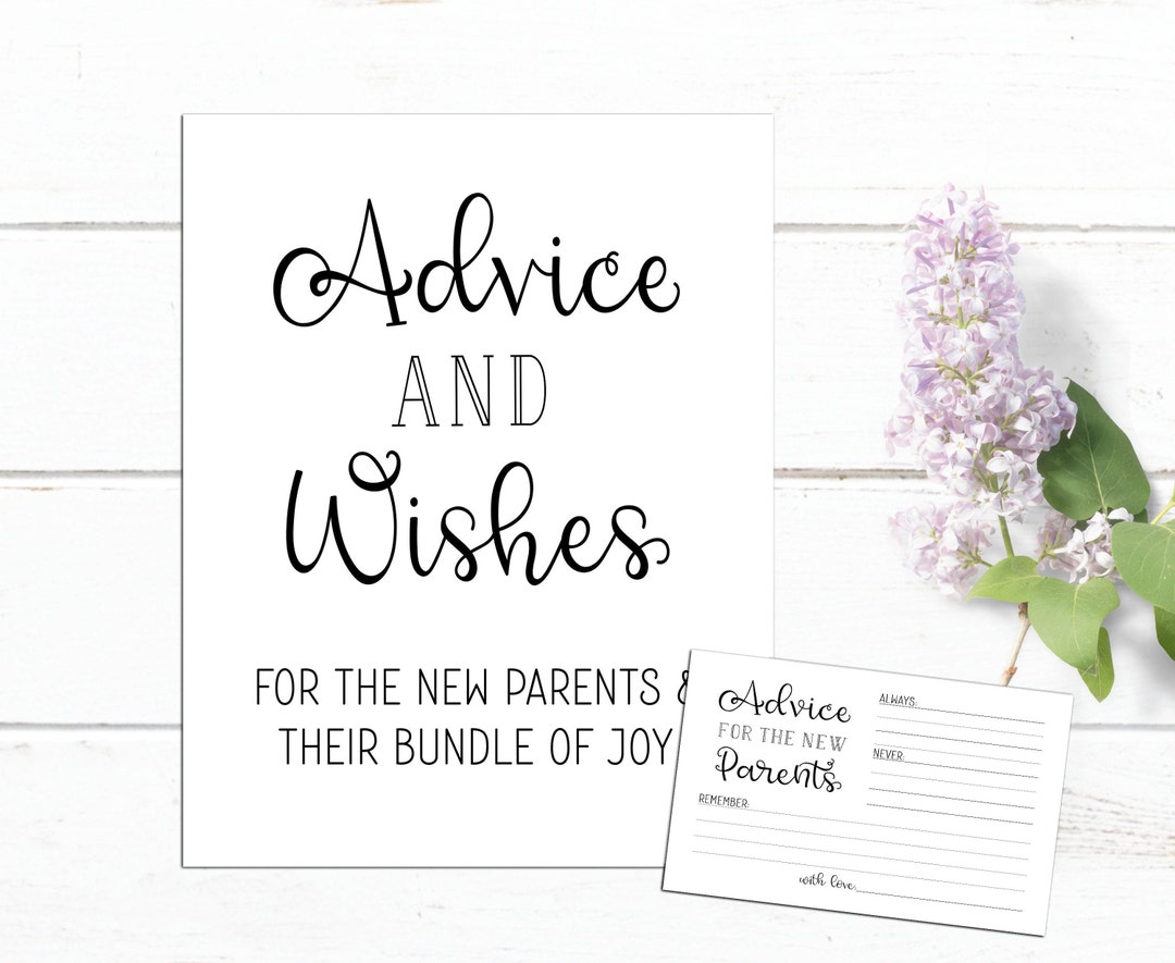 Advice for the New Parents - Baby Advice Card - Printable Baby Shower ...